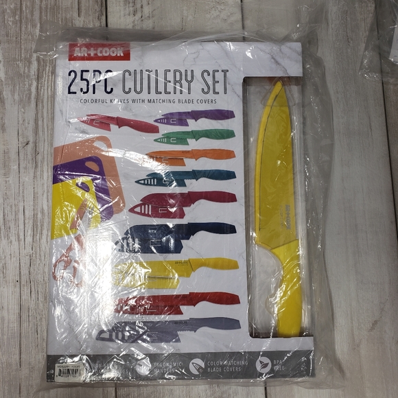 Ar+Cook | Kitchen | Arcook 25pc Cutlery Set Colorful Knives With ...